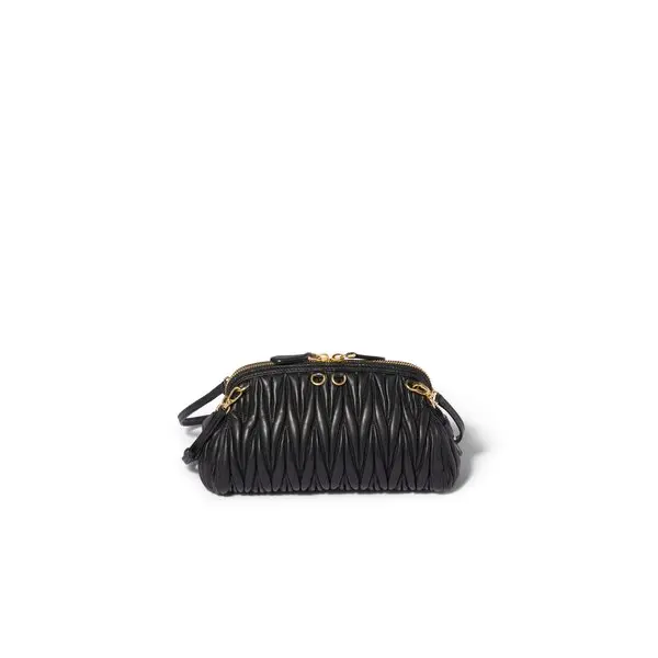 Miu Miu Caprice Matelassé Nappa Leather Clutch - Black
