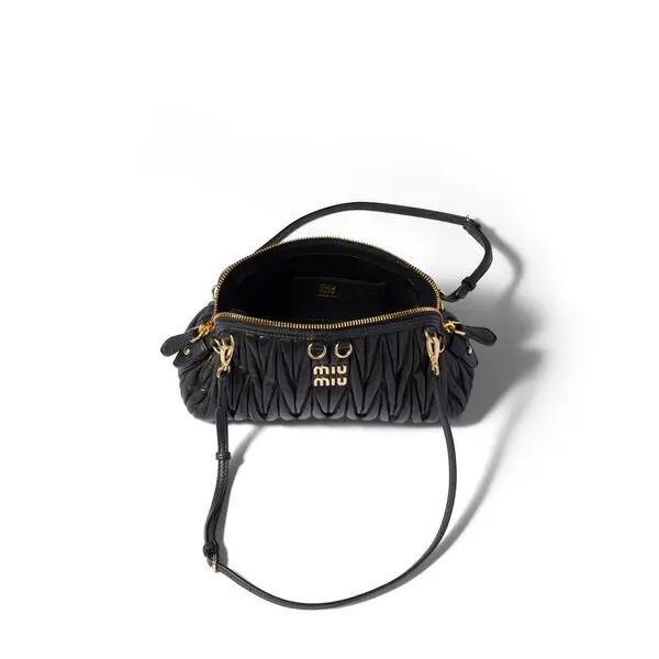Miu Miu Caprice Matelassé Nappa Leather Clutch - Black
