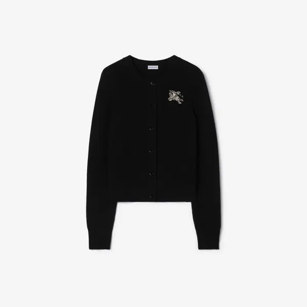 Burberry Knight Embellished Wool Cashmere Cardigan - Black