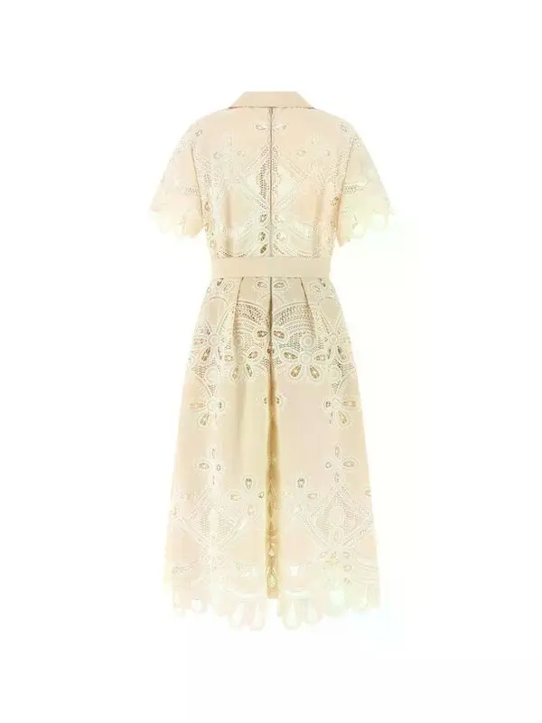 Elie Saab Embroidered Scalloped Midi Dress