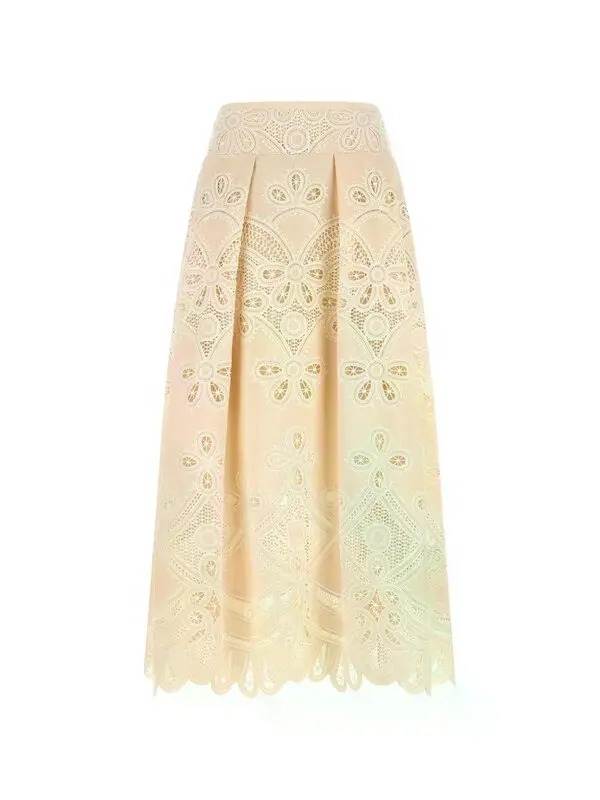 Elie Saab Carving-embroidery Maxi Skirt - Neutrals