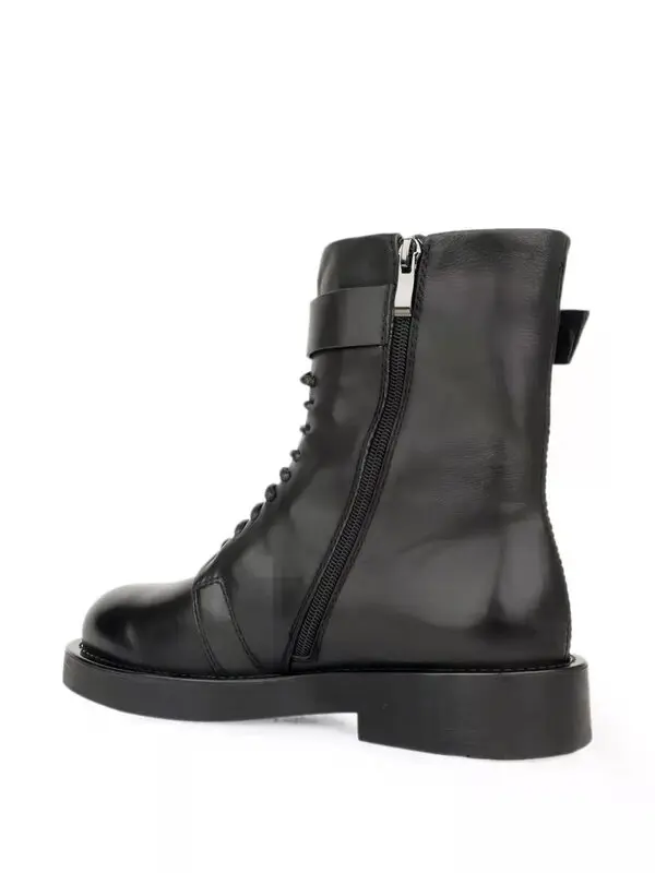 LINDA BAUMANN Buckled Lace-up Ankle Boots - Black