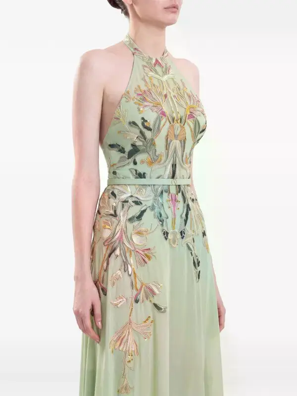 SAIID KOBEISY Embroidered Halterneck Evening Dress