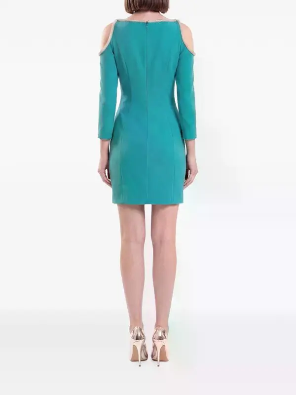 SAIID KOBEISY Crystal-embellished Cold-shoulder Mini Dress - Blue