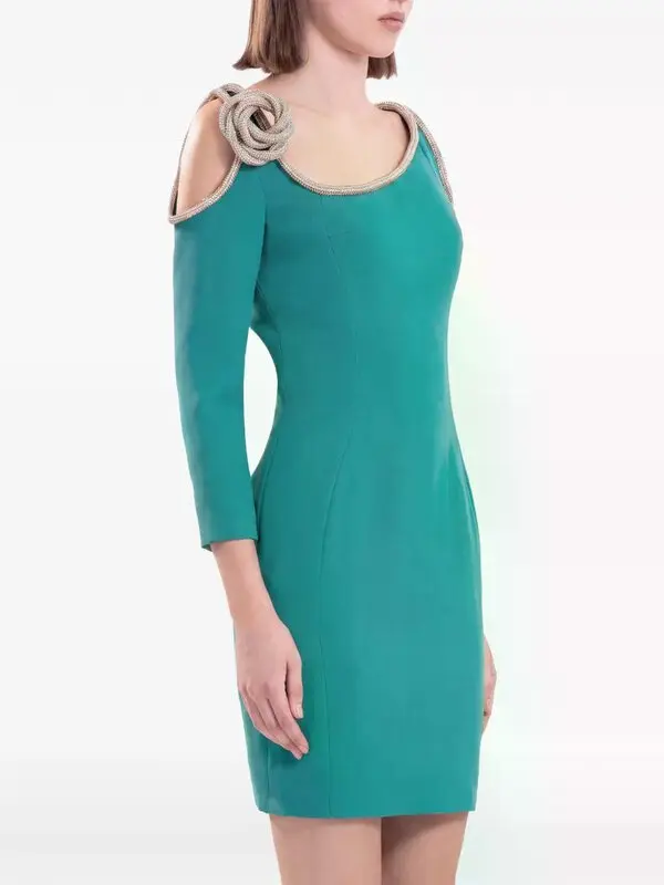 SAIID KOBEISY Crystal-embellished Cold-shoulder Mini Dress - Blue