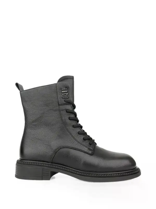 LINDA BAUMANN Lace-up Leather Ankle Boots - Black