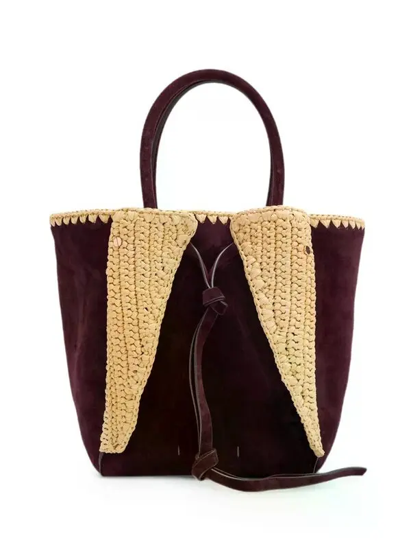 Gabriela Hearst Small Marija Suede Raffia-panel Tote Bag - Red