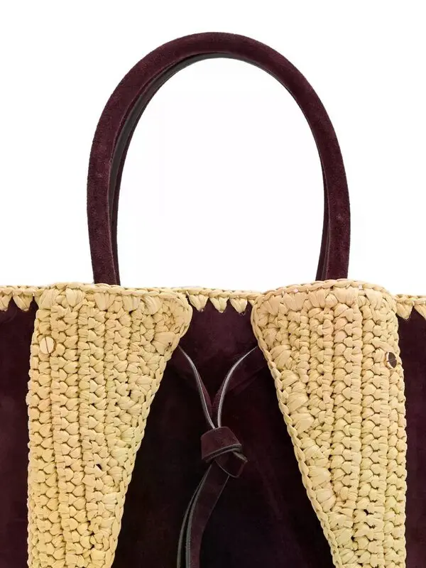 Gabriela Hearst Small Marija Suede Raffia-panel Tote Bag