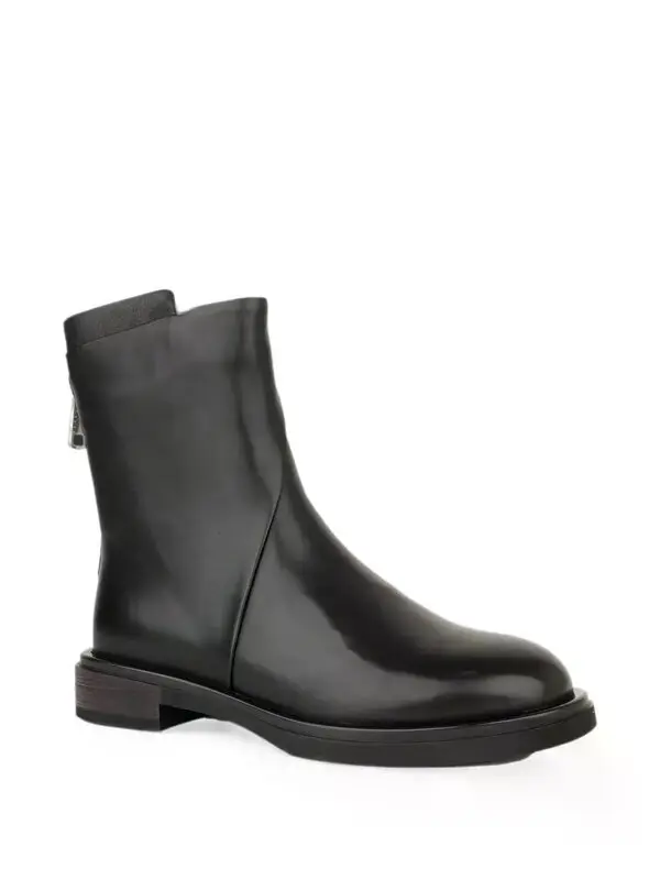 LINDA BAUMANN Leather Zip Ankle Boots