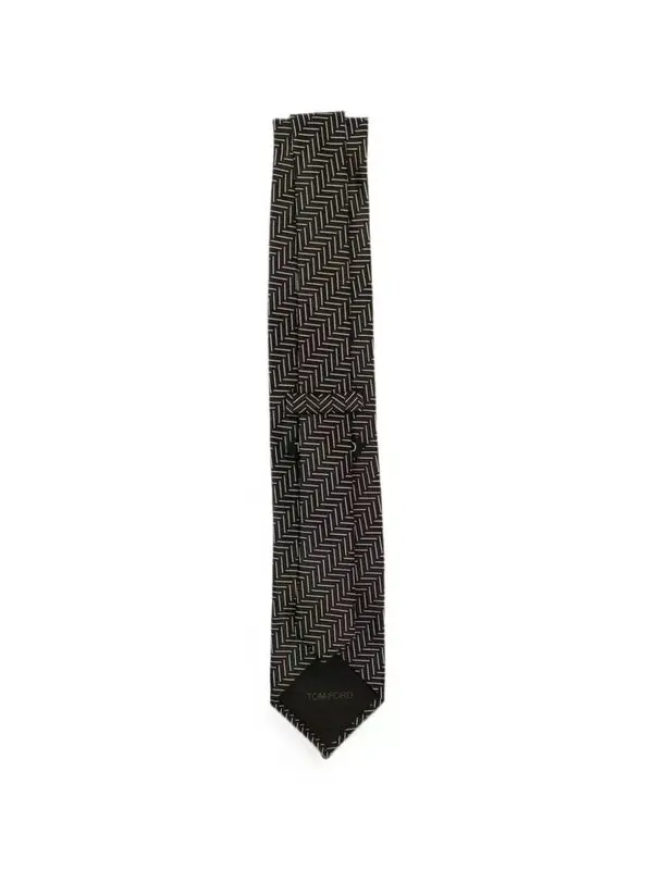 TOM FORD Herringbone-pattern Silk Tie - Brown