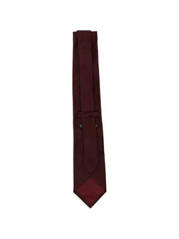 TOM FORD Houndstooth Pattern Silk Neck Tie - Red