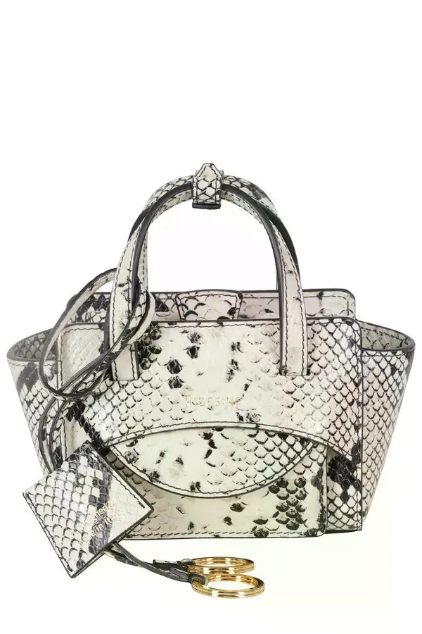 HIDESINS Python-effect Flap Tote Bag - Neutrals