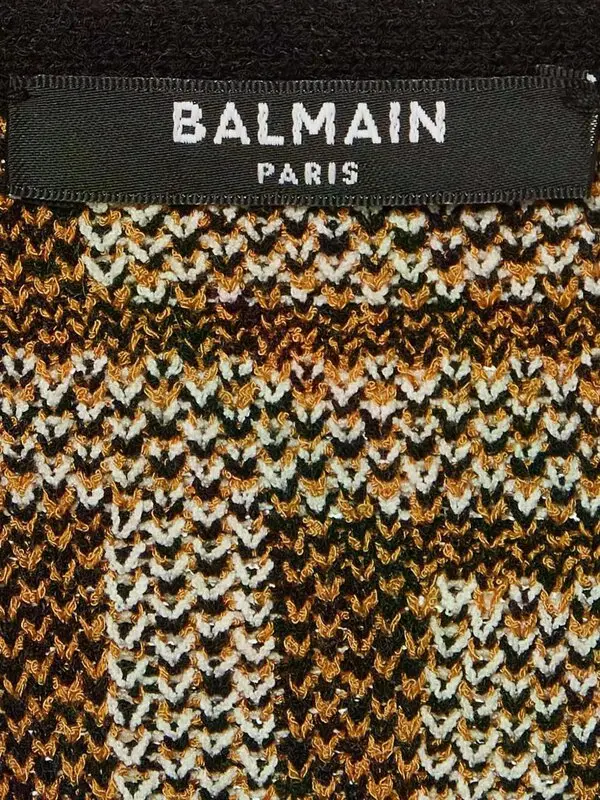 Balmain Monogram Jacquard Fringed Cardigan