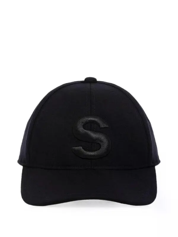 Sacai Embroidered-logo Wool-melton Cap - Blue
