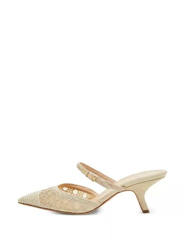 Dior Embellished Cannage Crystal Mules - Gold