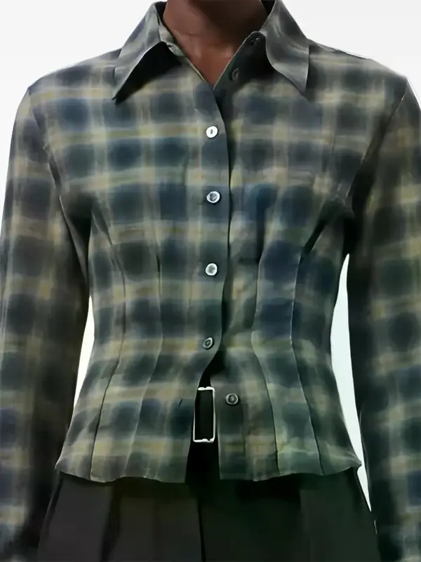 Our Legacy Envelop Check-pattern Pleated Shirt - Grey