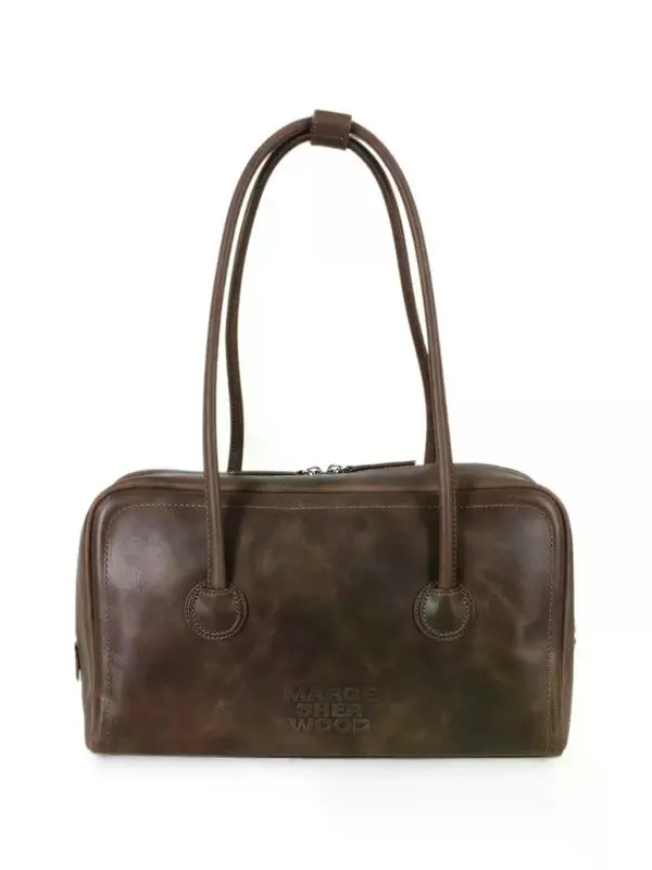 MARGESHERWOOD Boston Logo-debossed Leather Tote Bag - Brown