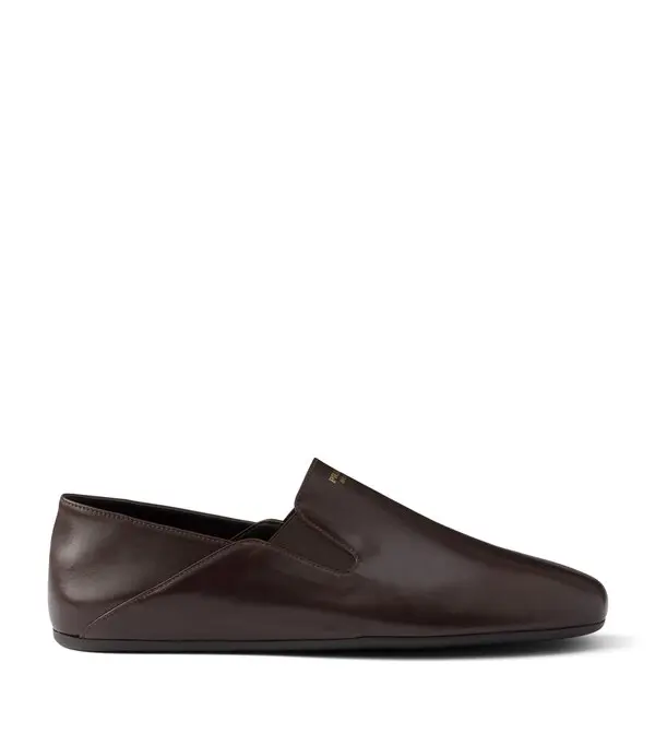 Prada Leather Loafers - Brown