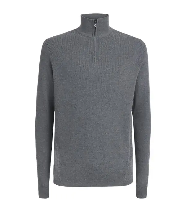 Sease Wool Waffle-knit Quarter-zip Sweater - Beige