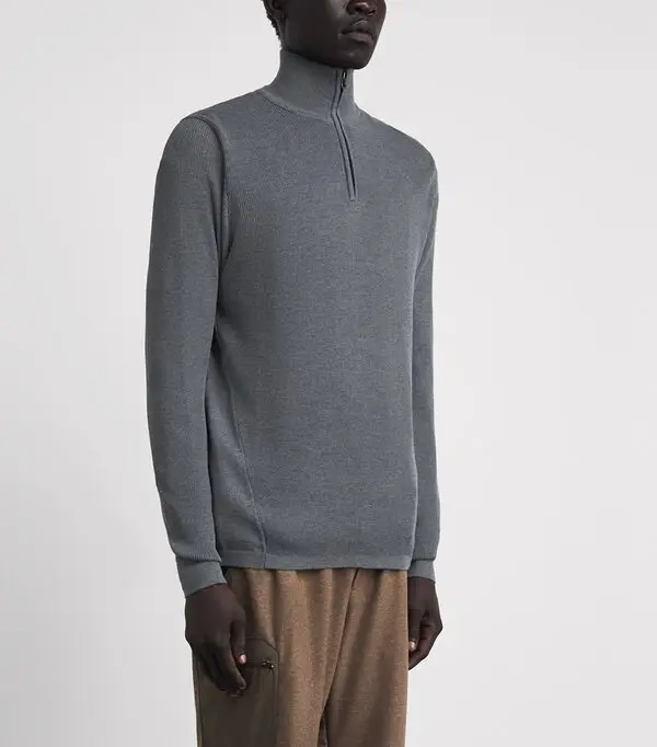 Sease Wool Waffle-knit Quarter-zip Sweater - Beige