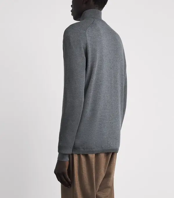 Sease Wool Waffle-knit Quarter-zip Sweater - Beige