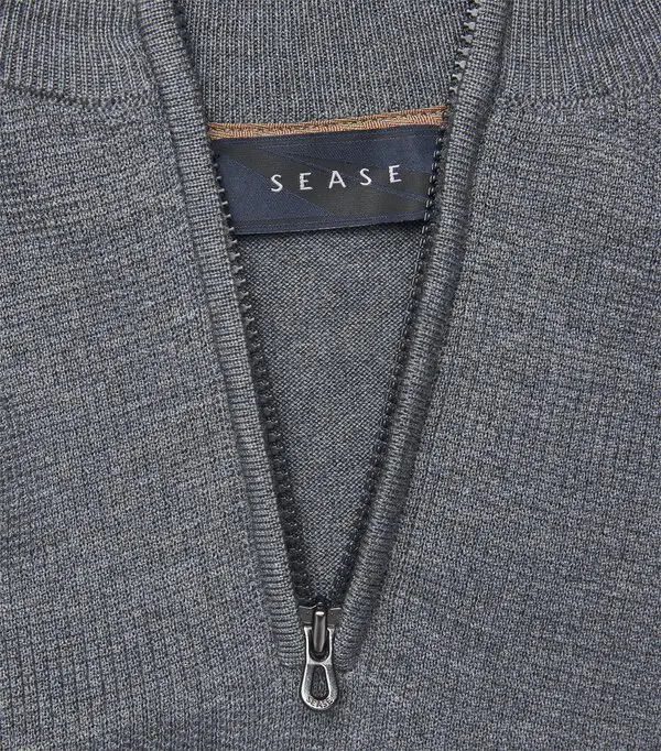 Sease Wool Waffle-knit Quarter-zip Sweater - Beige