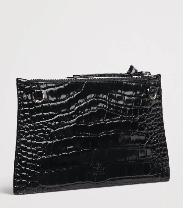 VIVIENNE WESTWOOD Small Croc-embossed Leather Clutch Bag