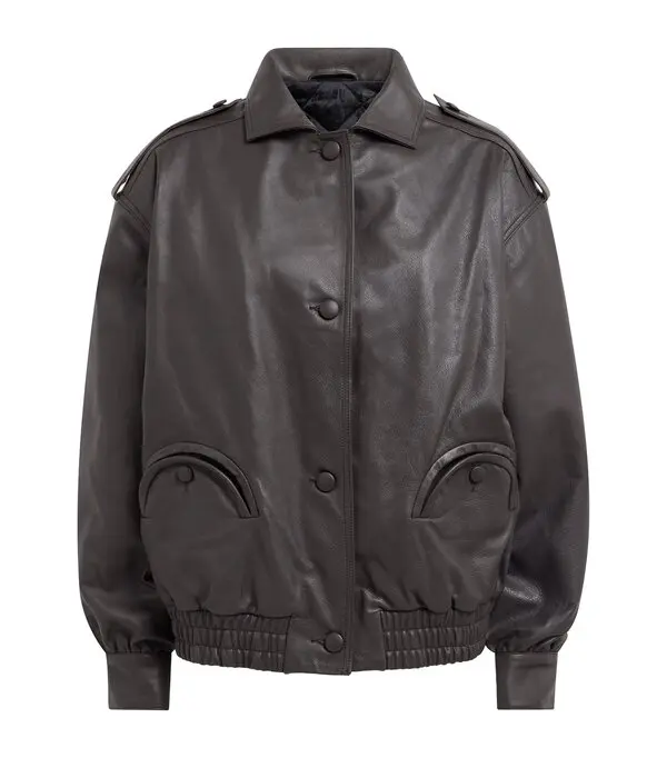BLAZÉ MILANO Charlie Leather Bomber Jacket - Brown