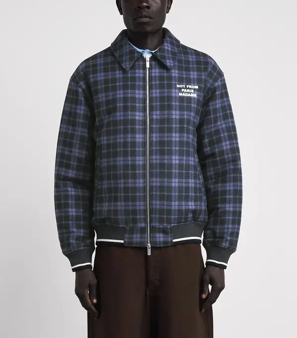 Drole De Monsieur Check Flannel Slogan Jacket
