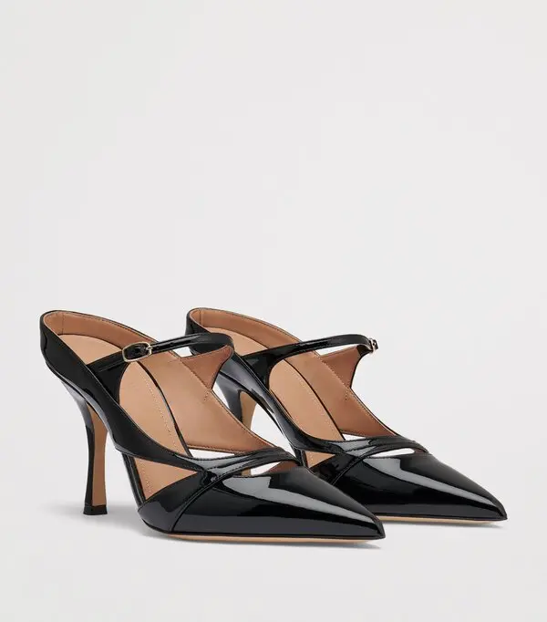 MALONE SOULIERS Patent Leather Patty Heeled Mules