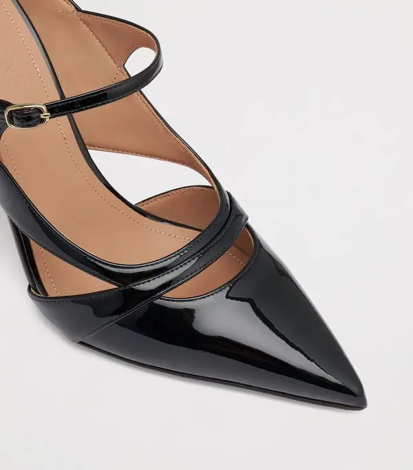 MALONE SOULIERS Patent Leather Patty Heeled Mules