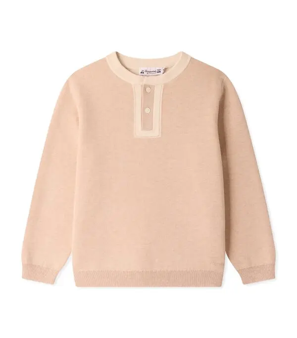 Bonpoint Cotton-blend Henley Sweater - Beige