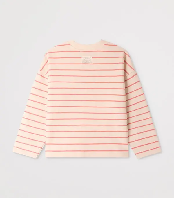 Bonpoint Cotton Striped Sweatshirt With Textured Patch