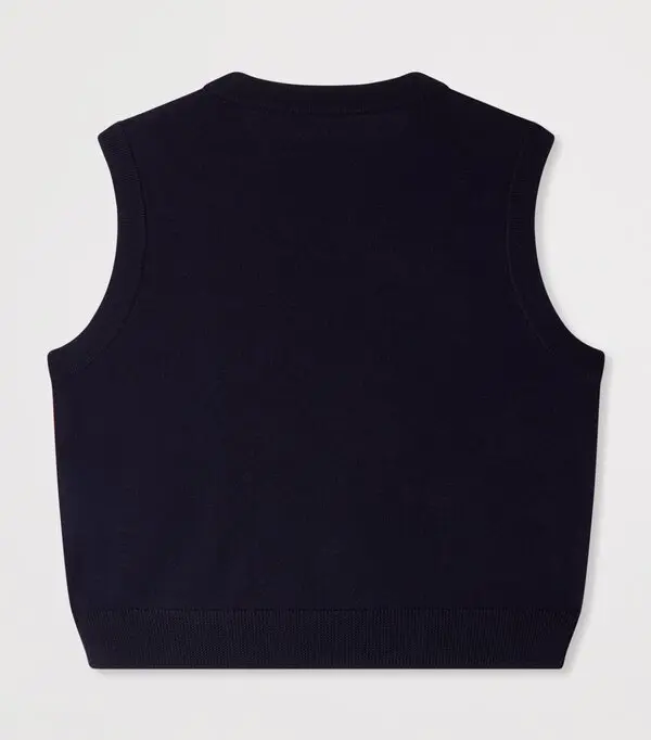 Bonpoint Wool Cherry Argyle Sweater Vest