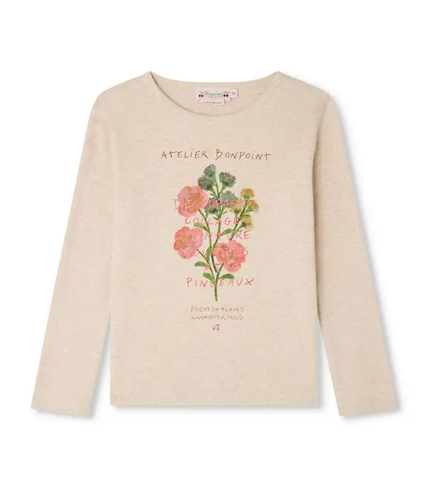 Bonpoint Cotton Tidjiane Floral T-shirt - Beige