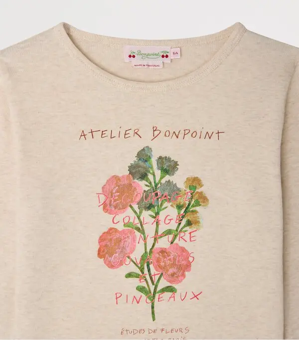 Bonpoint Cotton Floral Print Long Sleeve T-shirt