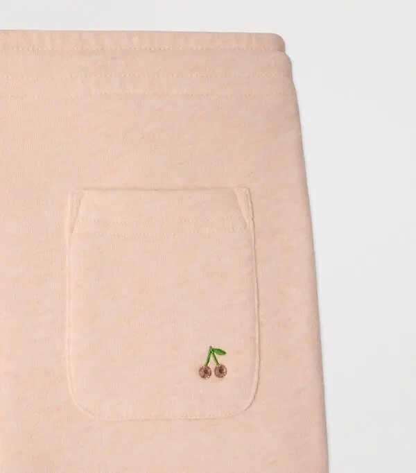 Bonpoint Organic Cotton Sweatpants With Embroidered Cherry Detail