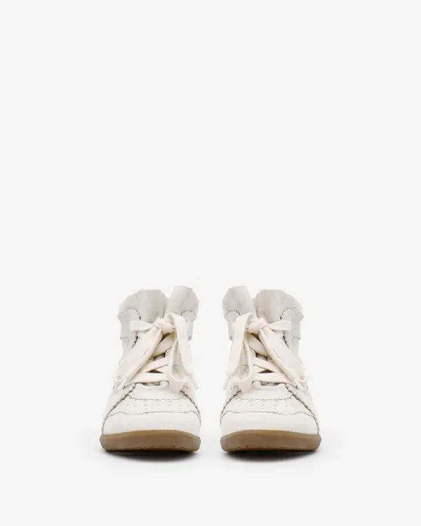 Isabel Marant Étoile Bobby Perforated Suede Wedge Sneakers - Chalk