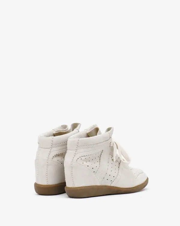 Isabel Marant Étoile Bobby Perforated Suede Wedge Sneakers - Chalk