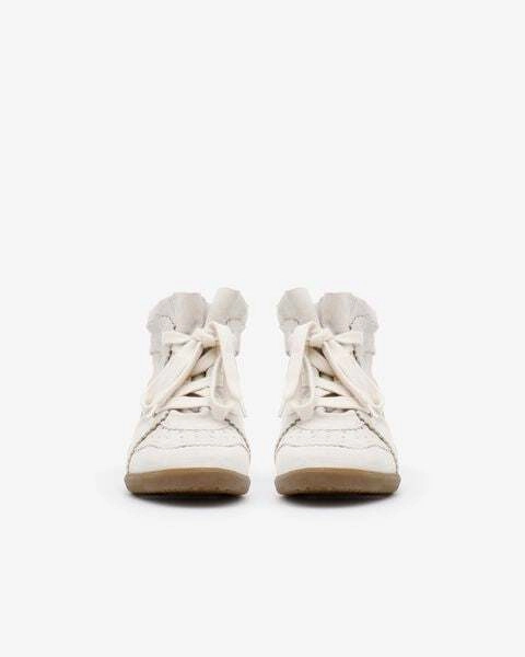 Isabel Marant Étoile Bobby Perforated Suede Wedge Sneakers - Chalk
