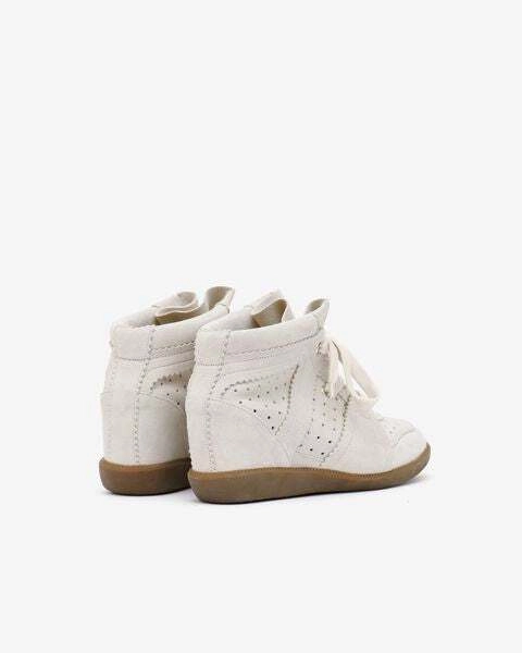 Isabel Marant Étoile Bobby Perforated Suede Wedge Sneakers - Chalk