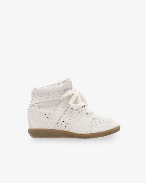 Isabel Marant Étoile Bobby Perforated Suede Wedge Sneakers - Chalk