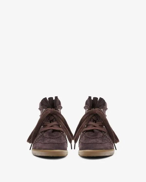 Isabel Marant Étoile Bobby Perforated Suede Wedge Sneakers - Chocolate