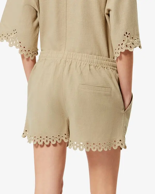 ETOILE Balyme Cotton Shorts With Openwork Embroidery - Sahara