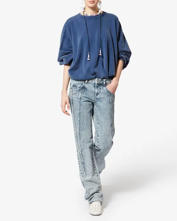 ETOILE Sauria Draped Cotton Sweatshirt - Indigo