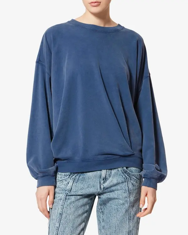 ETOILE Sauria Draped Cotton Sweatshirt - Indigo