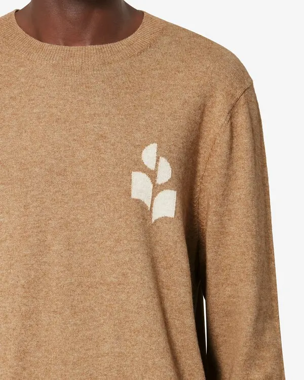 Isabel Marant Étoile Cotton And Wool Blend Jacquard Logo Sweater - Camel-light Grey
