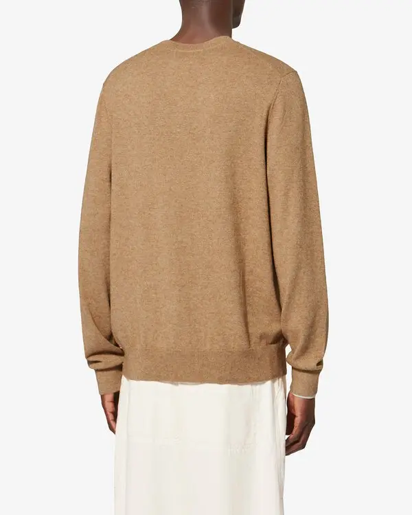 Isabel Marant Étoile Cotton And Wool Blend Jacquard Logo Sweater - Camel-light Grey