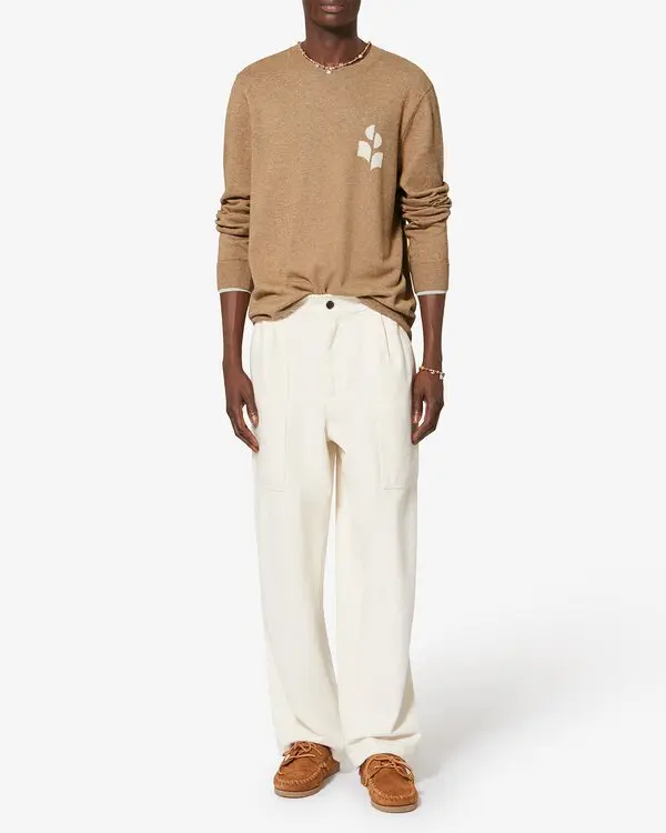 Isabel Marant Étoile Cotton And Wool Blend Jacquard Logo Sweater - Camel-light Grey