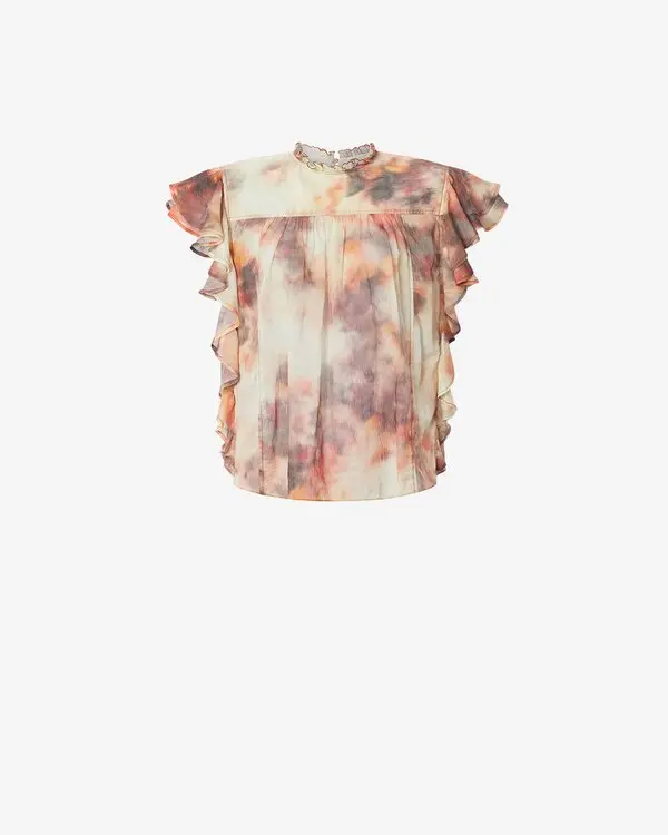 ETOILE Dalyane Frilly Organic Cotton Cloud Print Top